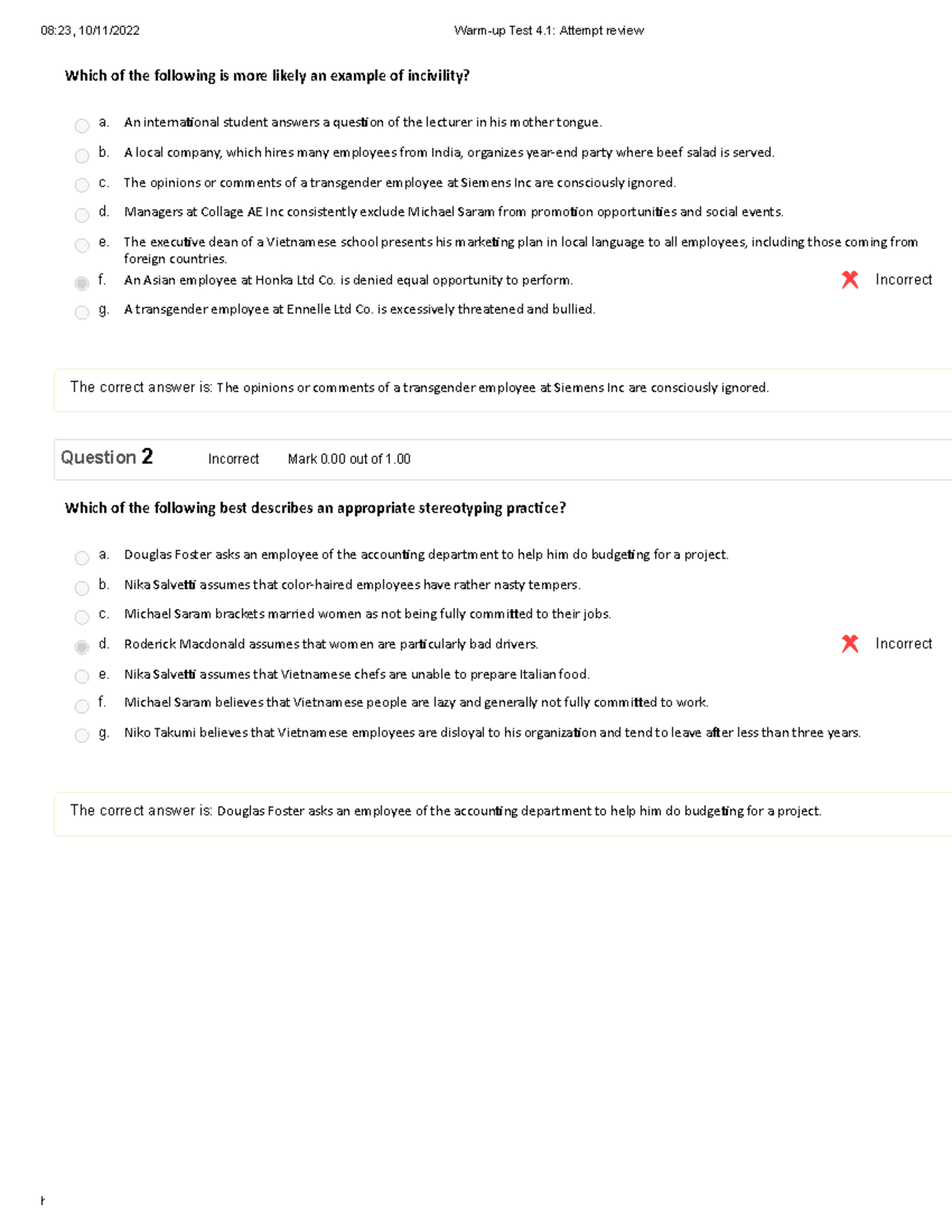 Warm-up Test 4.1 Attempt review - Which of the following is more likely ...
