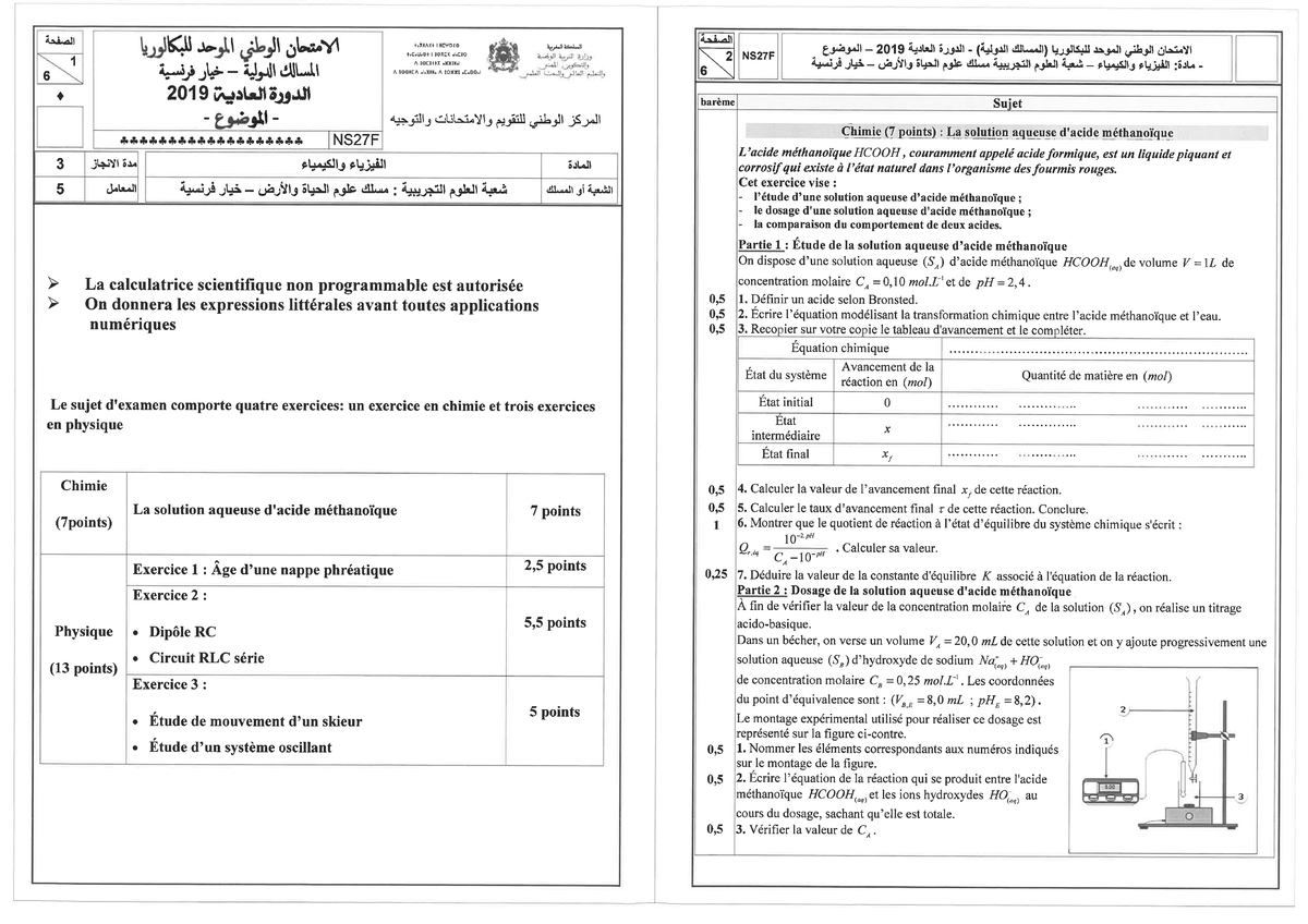 MSVT PC BIOF QN2019 - physique - Studocu