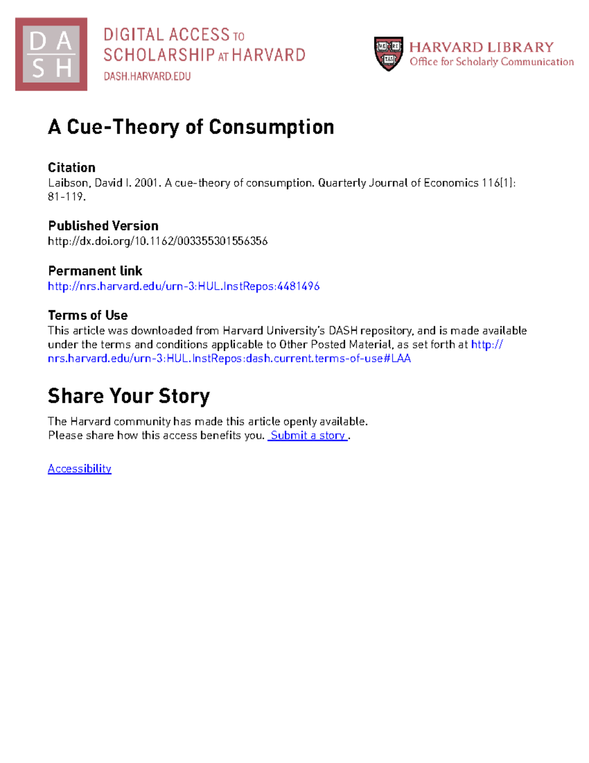 Teoría de consumo, acerca de la señalización - A Cue-Theory of ...