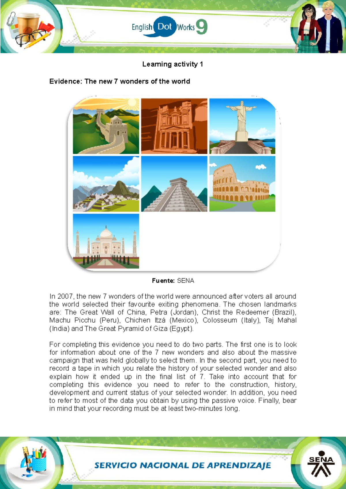 Evidence The new 7 wonders of the world-convertido - Learning activity ...