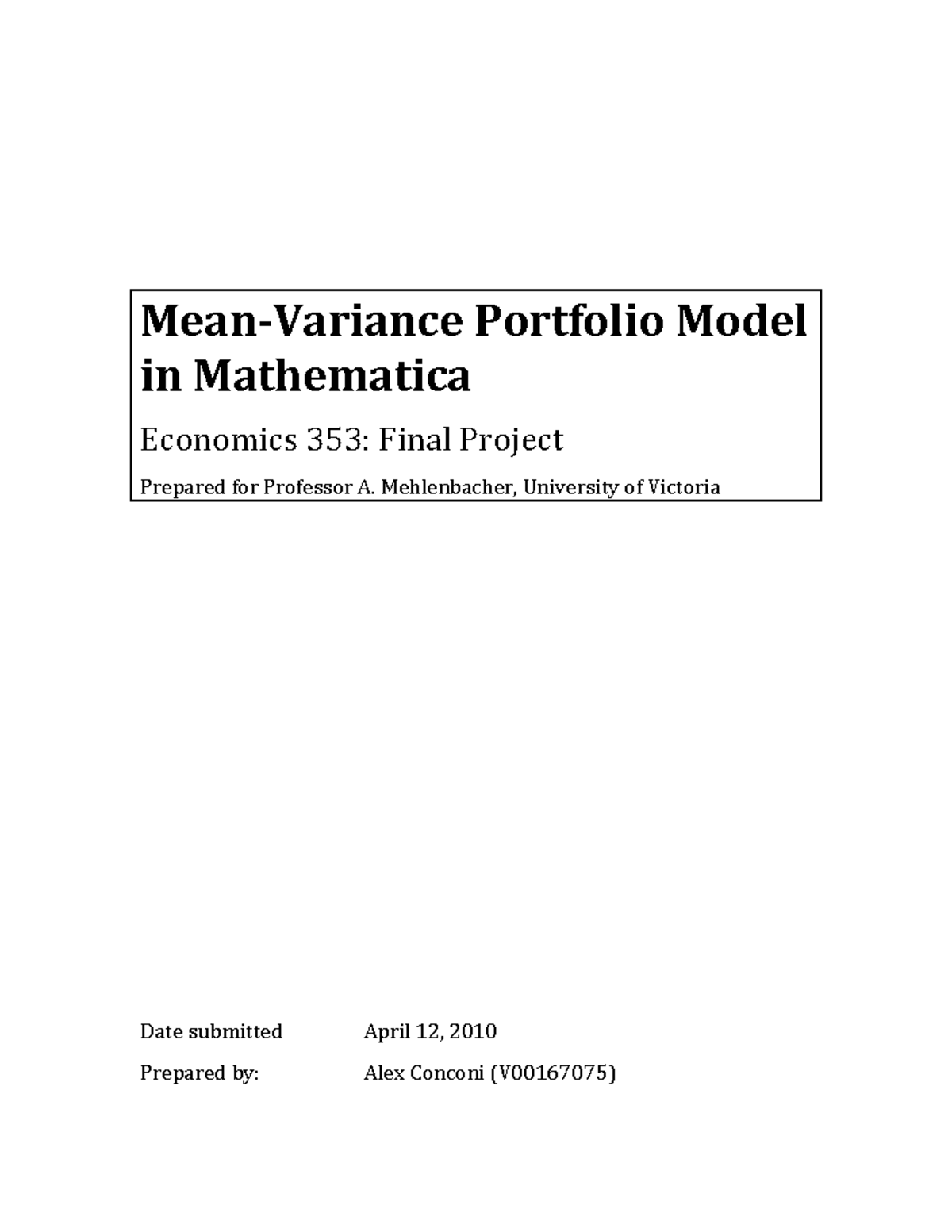 Conconi - finance - Mean-Variance Portfolio Model in Mathematica ...