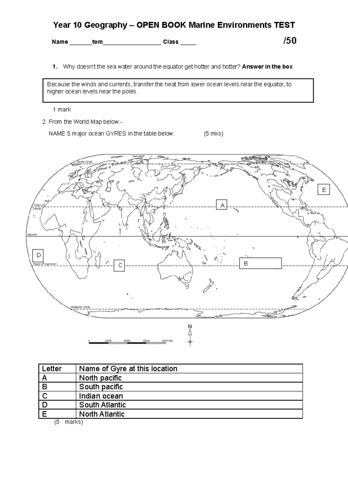 10 Geog Marine test 2020 Online Version - Name tom___________ Class ...