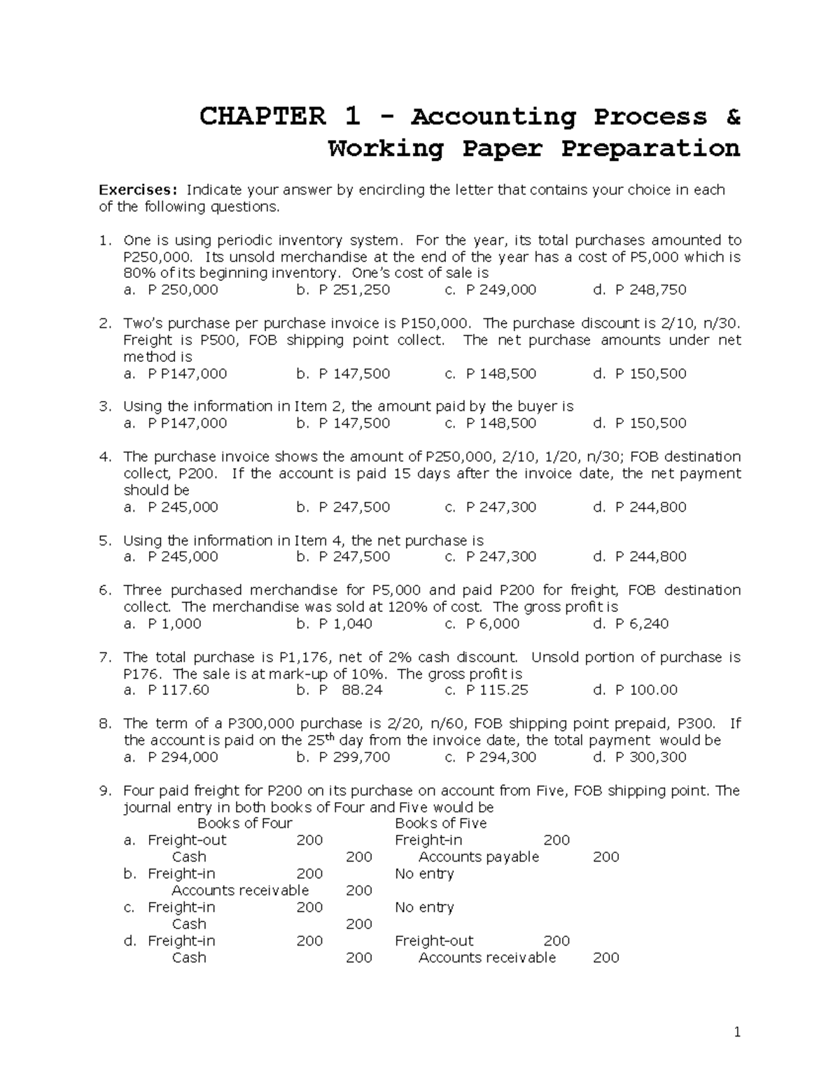 Chapter 1 Caselette Accounting Cycle 1 - CHAPTER 1 - A ccounting P ...