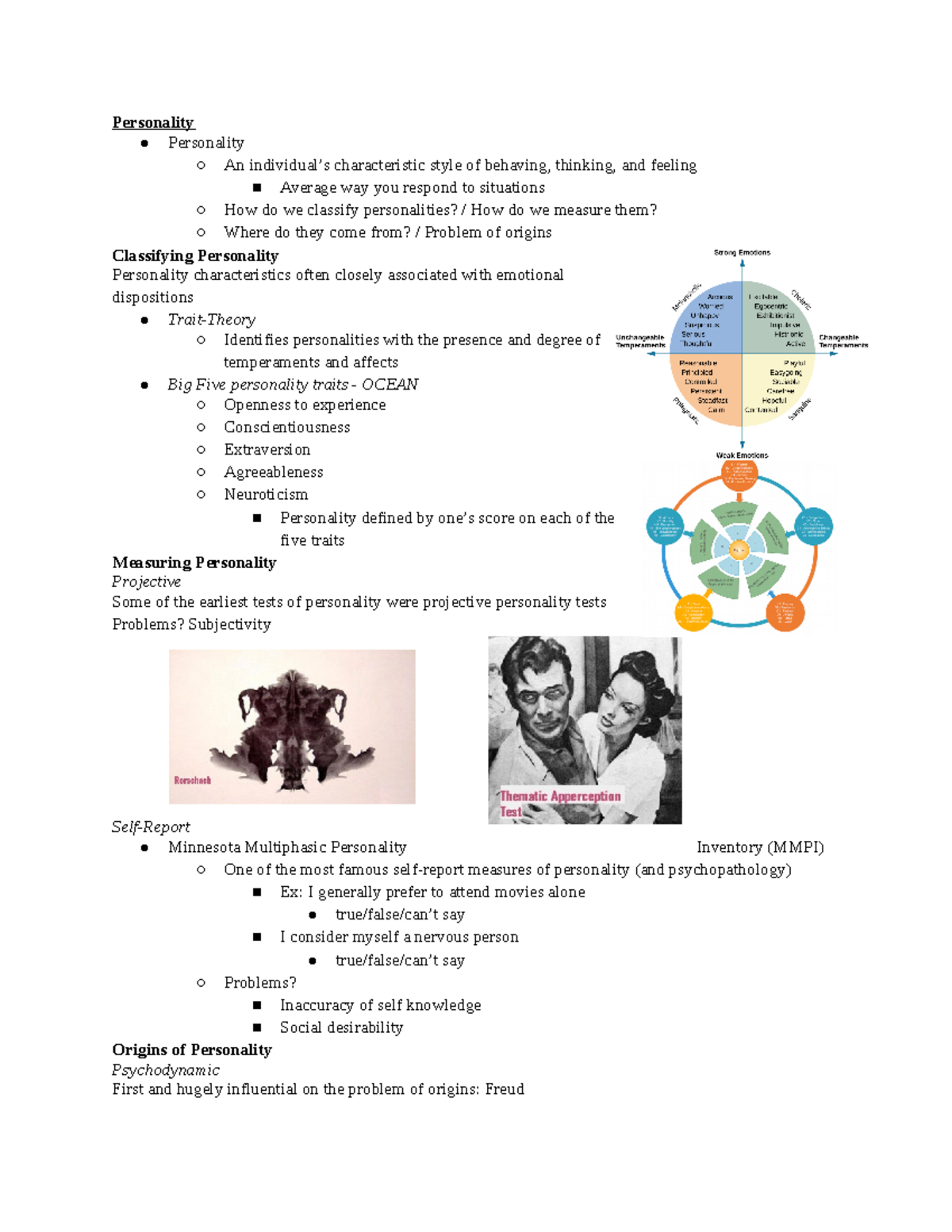 Personality - 11 9 - lecture notes for psyc 001 - Personality ...