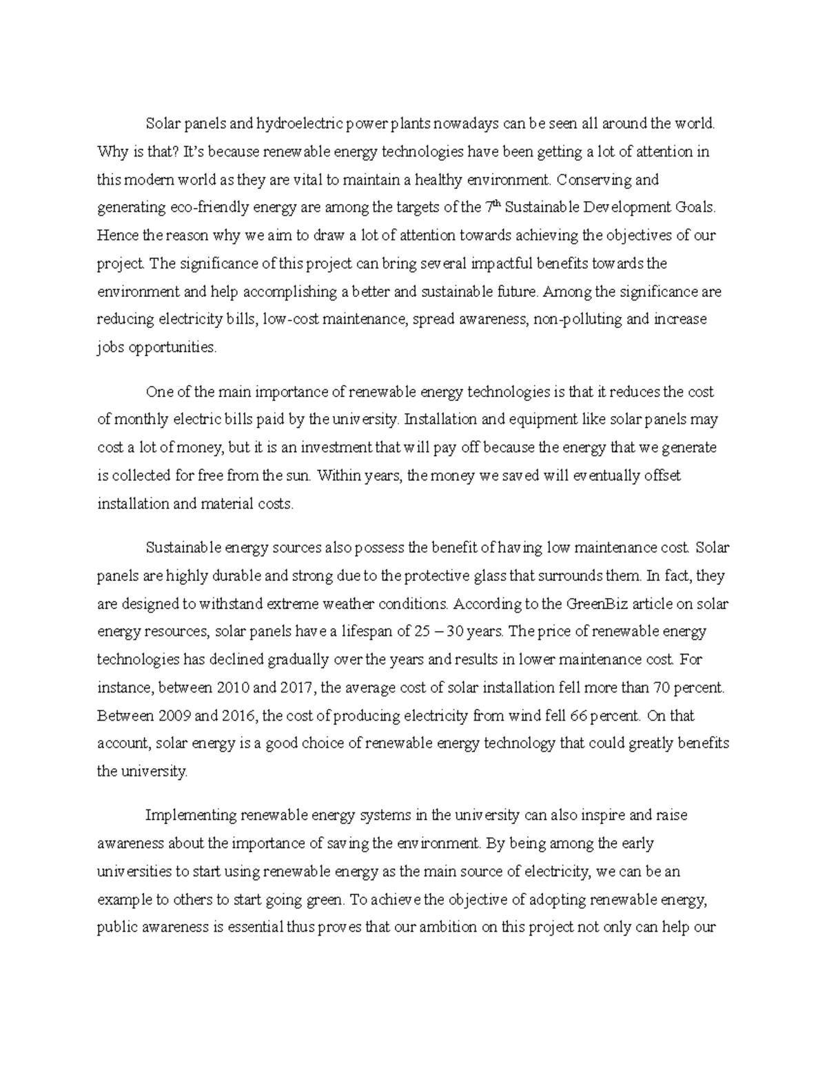 UNGS Project Assignment - Solar panels and hydroelectric power plants ...