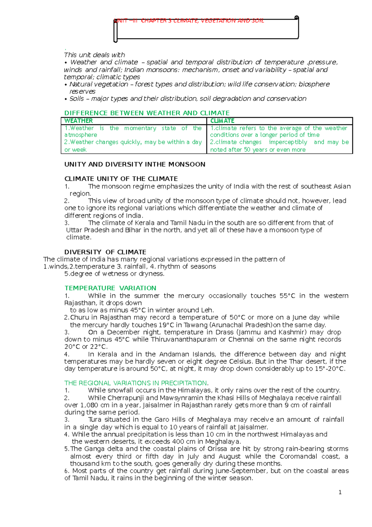 11 geography notes 20 climate - . This unit deals with Weather and ...