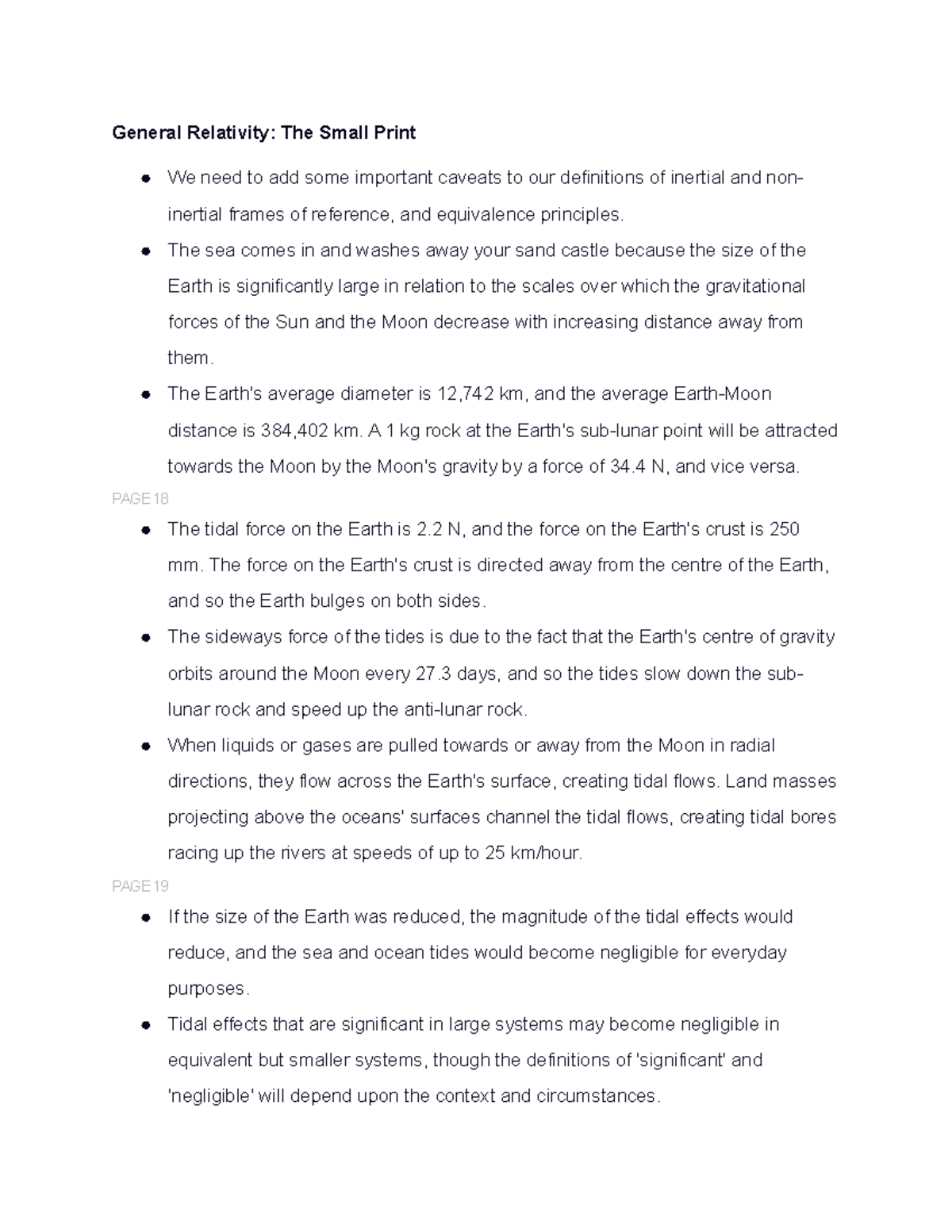 Physics notes 3 (gravity) - General Relativity: The Small Print We need ...