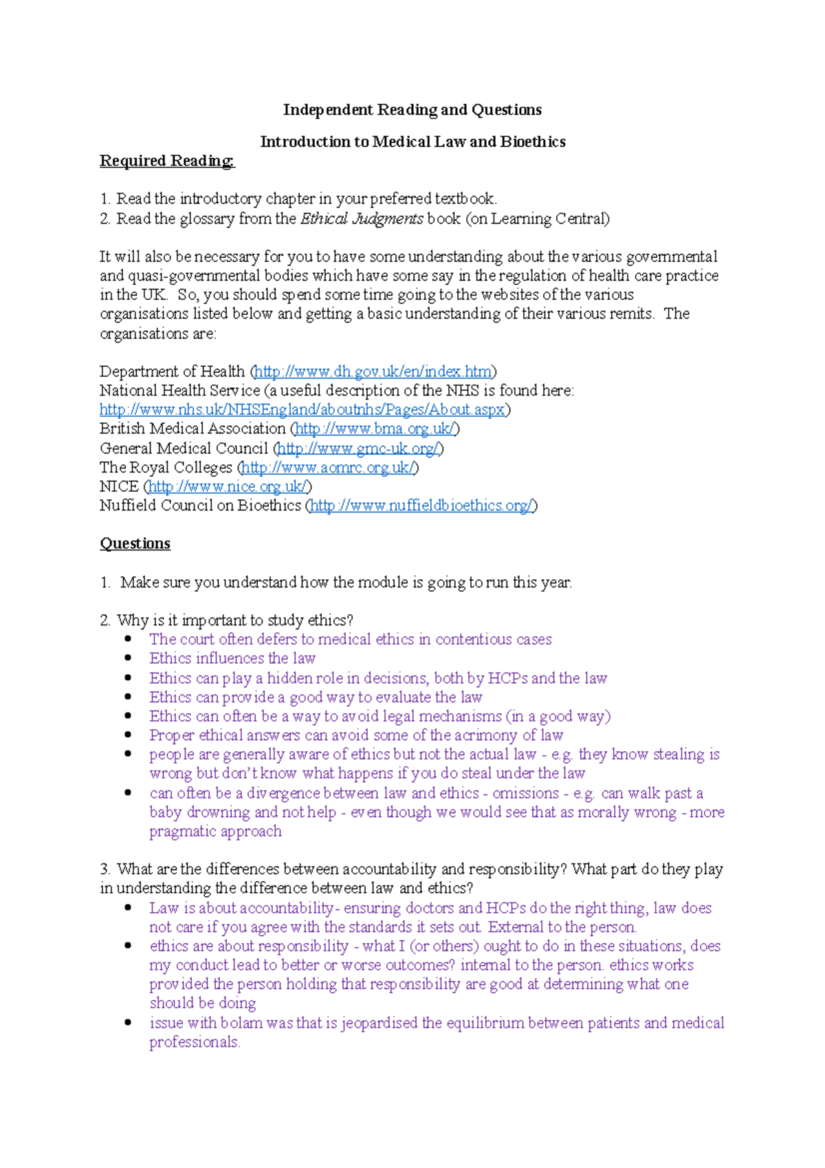 HEAL tutorials - Independent Reading and Questions Introduction to ...