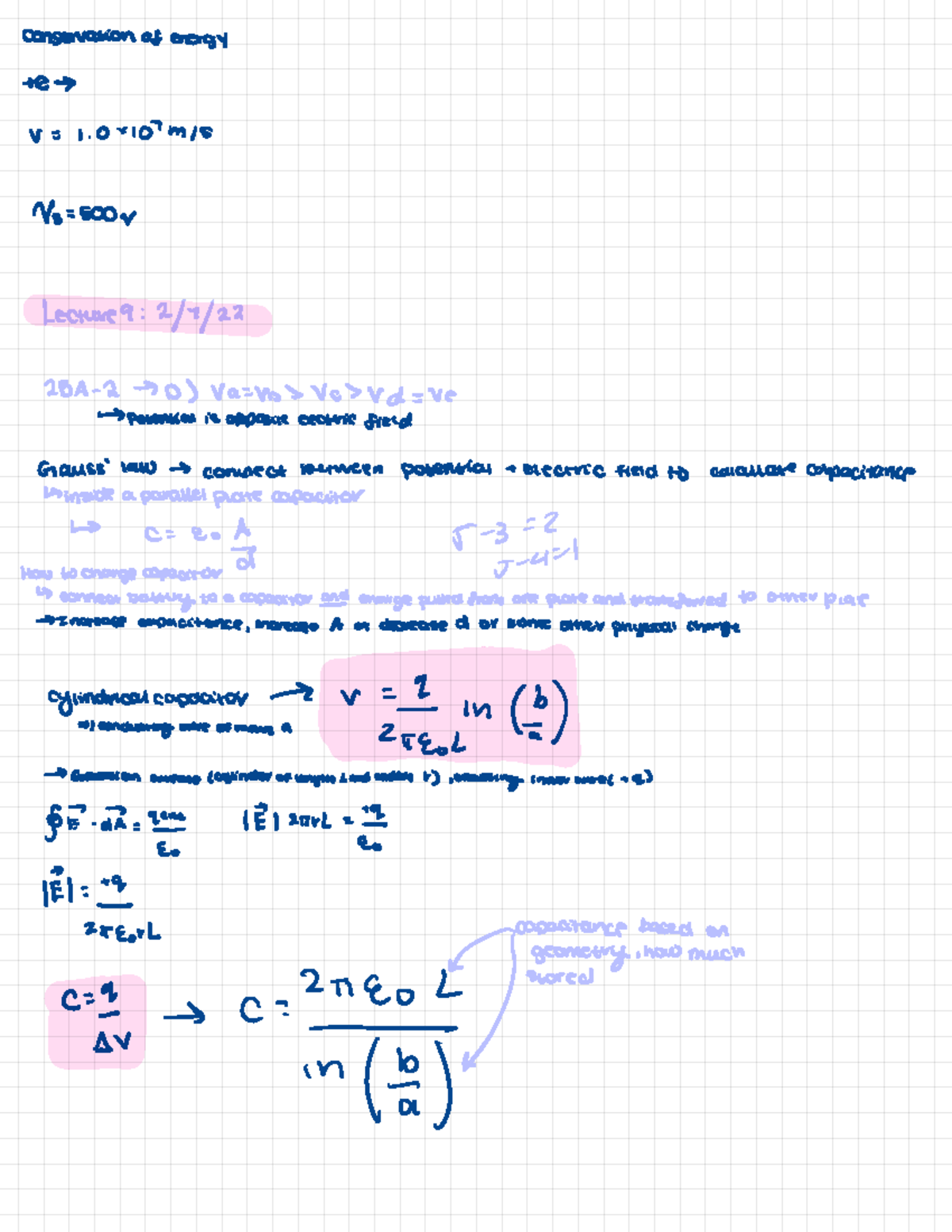 Physics 2B Lecture Notes - conservation of energy + es v = 1 x 102 m/s ...