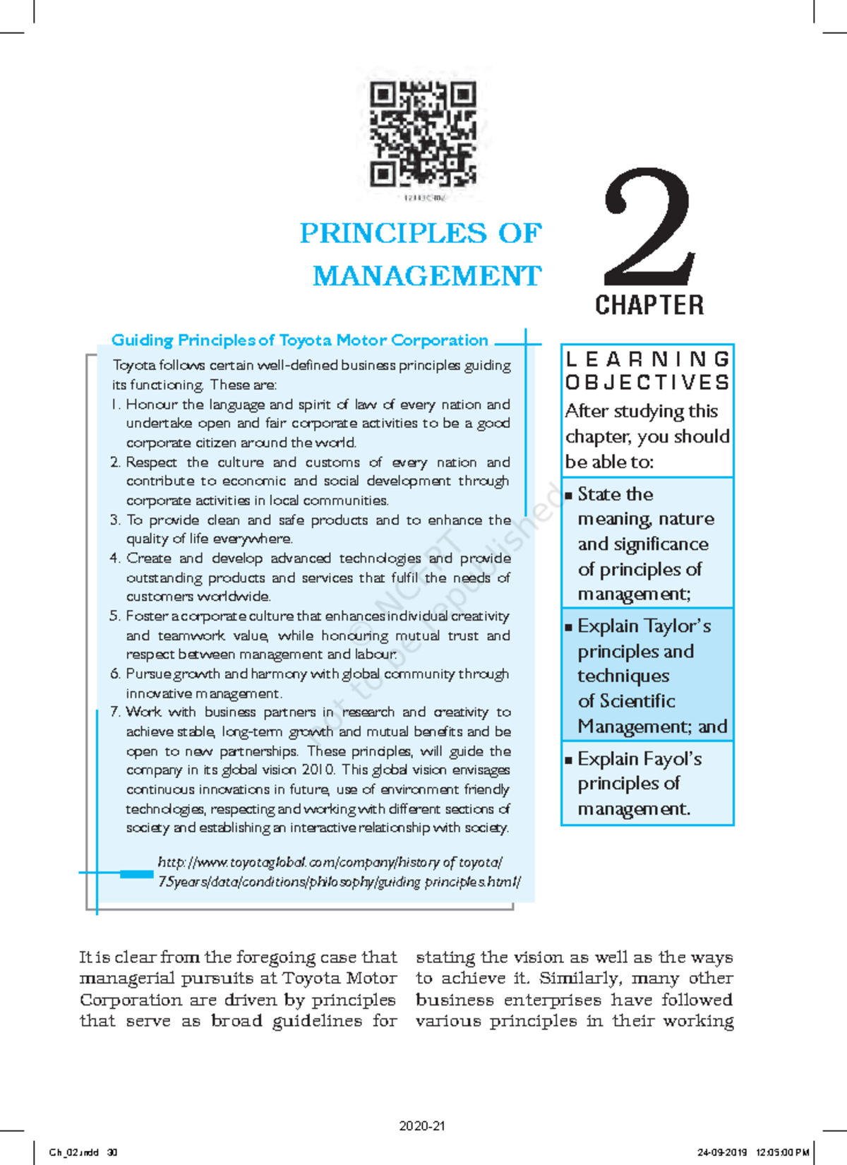 Lebs102 - Business Studies NCERT Introduction to Management Chapter 2 ...