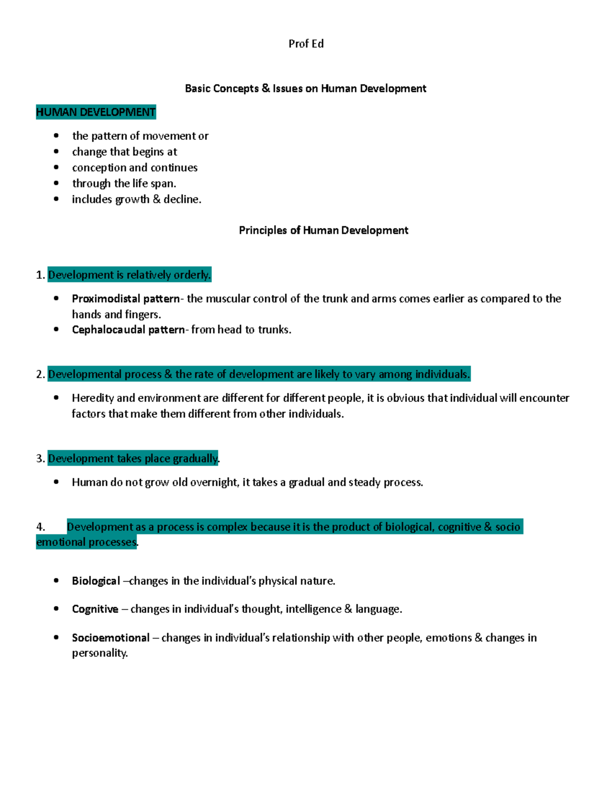 Prof Ed reviewer - Prof Ed Basic Concepts & Issues on Human Development ...