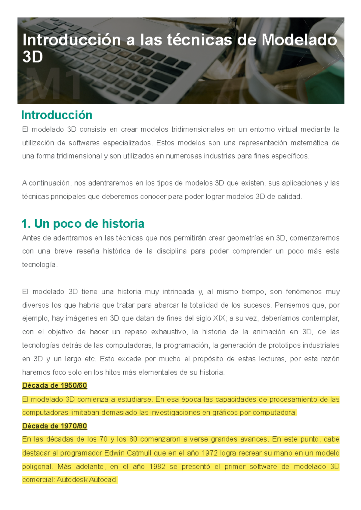 01 Introduccion a las tecnicas de modelado 3D - Introducción a las técnicas de Modelado 3D - Studocu