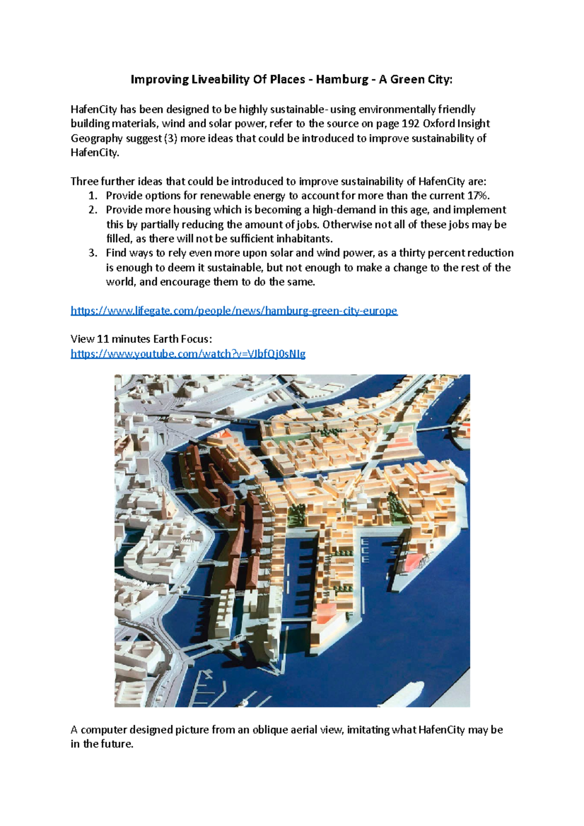 Improving Liveability Of Places - Hamburg - Three further ideas that ...