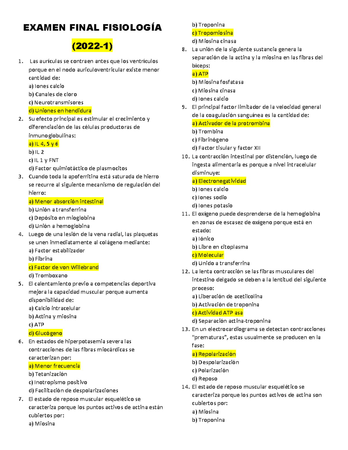 Examen Final Fisiología - EXAMEN FINAL FISIOLOGÕA (2022-1) Las ...