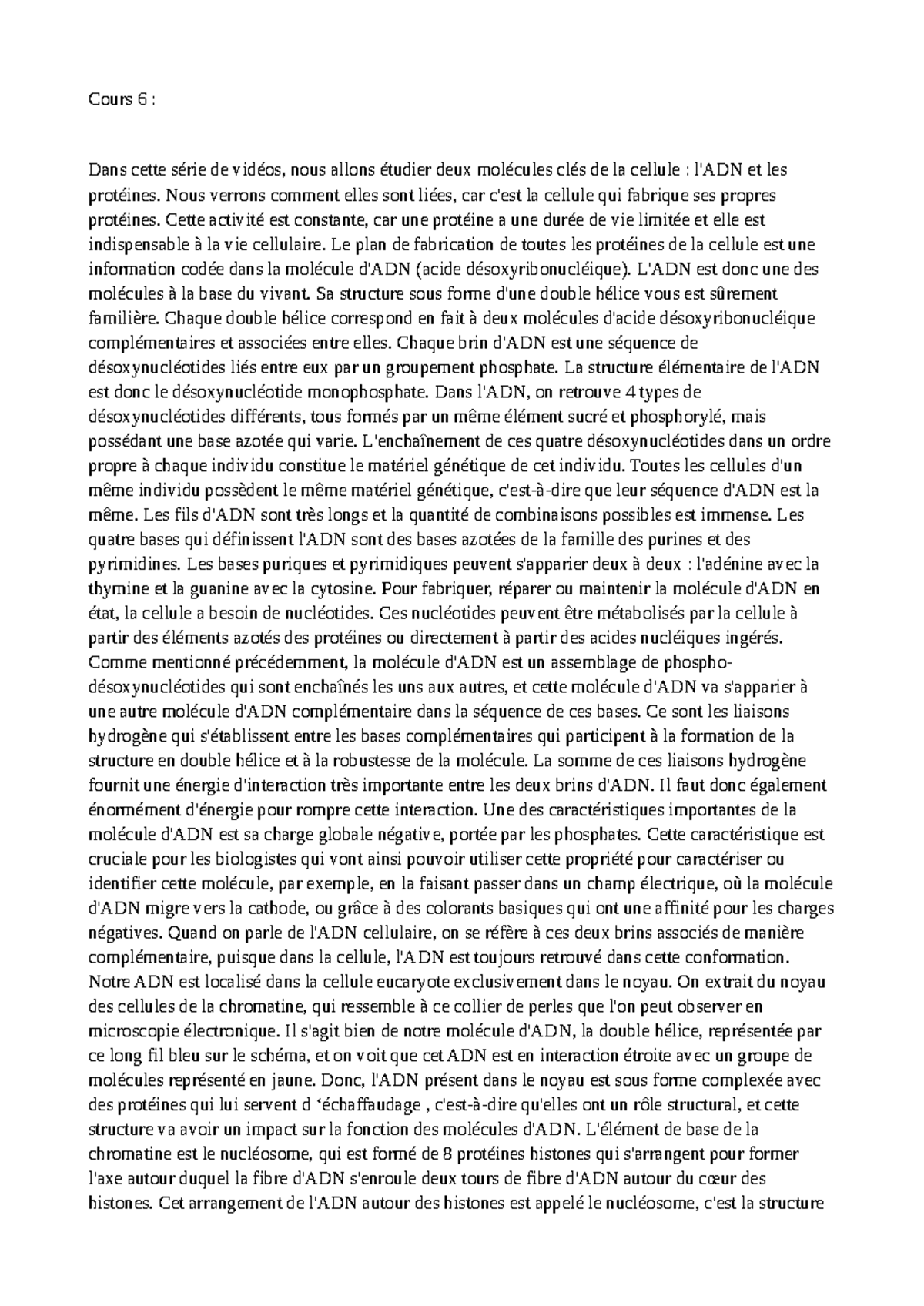 Bcm cours 2 - Cours 6 : Dans cette série de vidéos, nous allons étudier deux molécules clés de ...