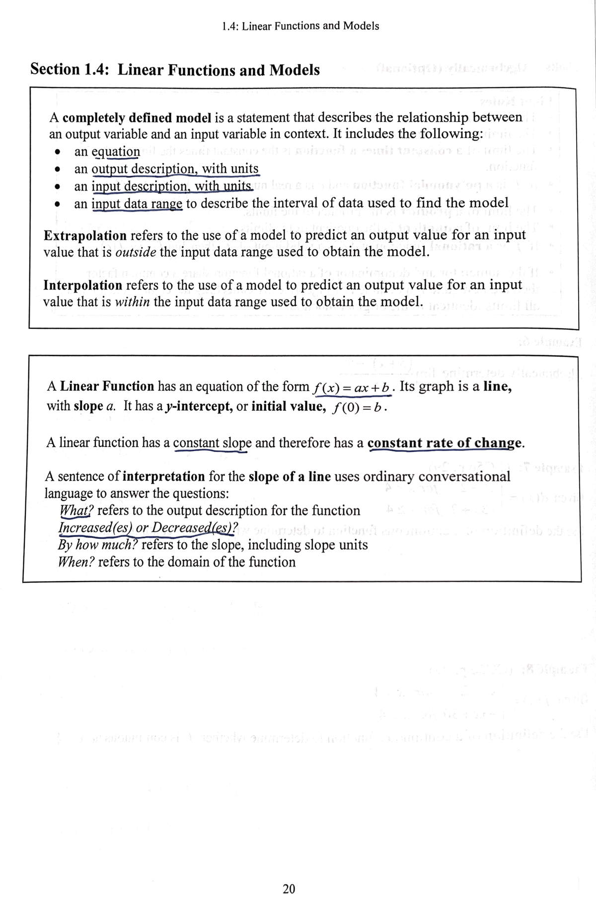 1.4 Linear Functions and Models - MATH1020 - Studocu