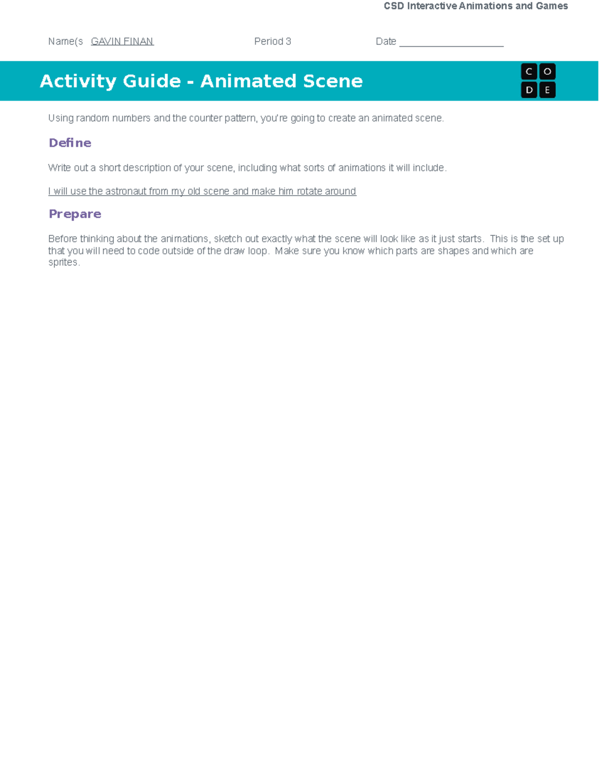 U3 Activity Guide - Animated Scene Planning - CSD Interactive ...