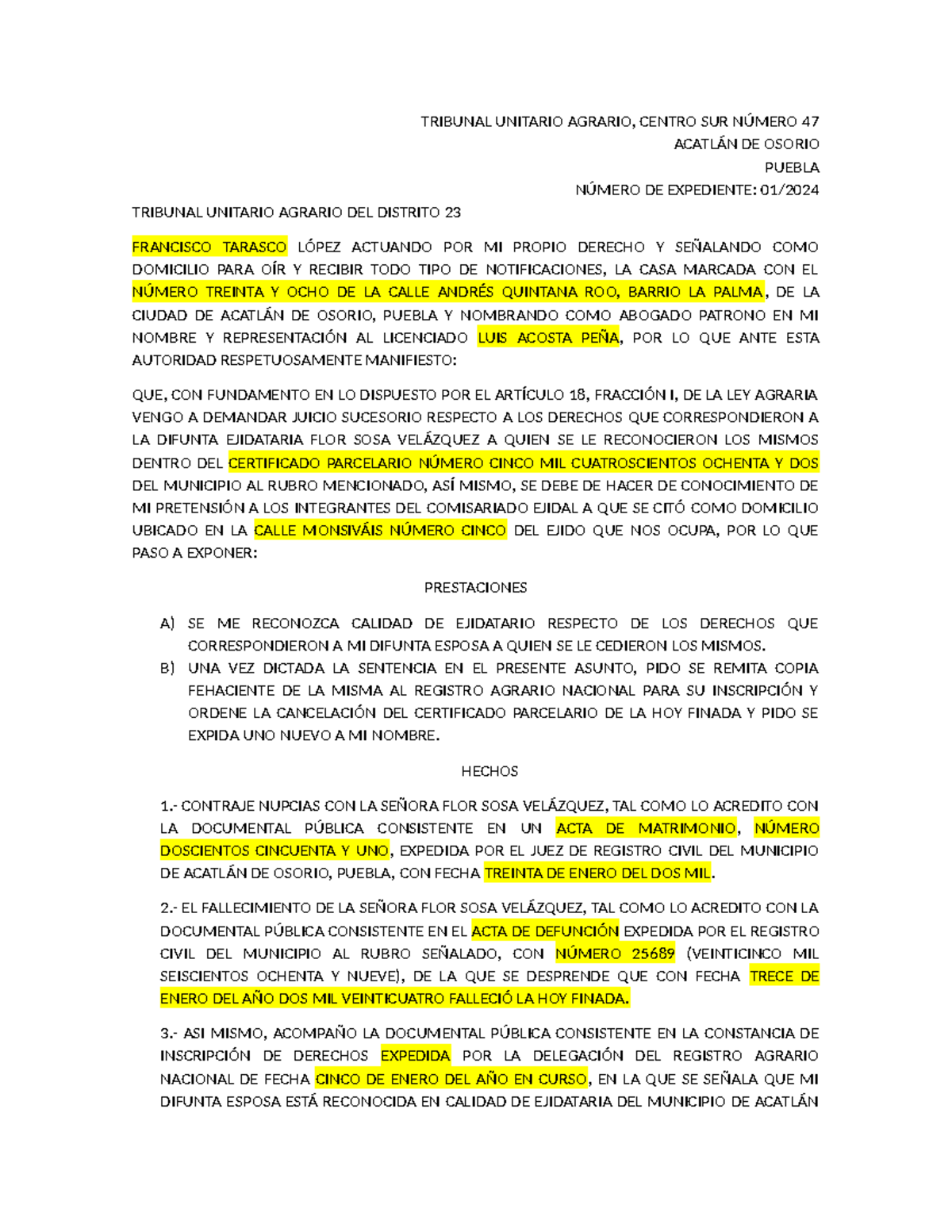 Tribunal Unitario Agrario 033949 - TRIBUNAL UNITARIO AGRARIO, CENTRO ...