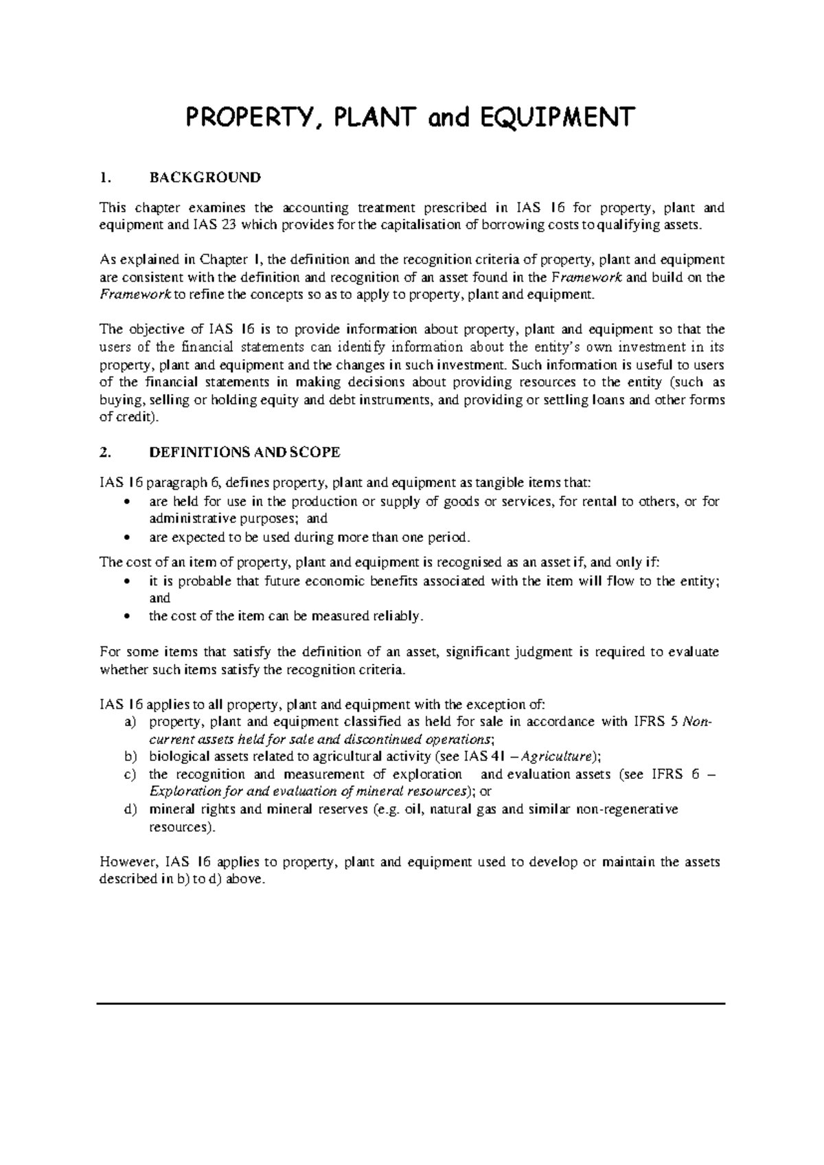 Week 3 - Property plant and equipment Notes - PROPERTY, PLANT and ...