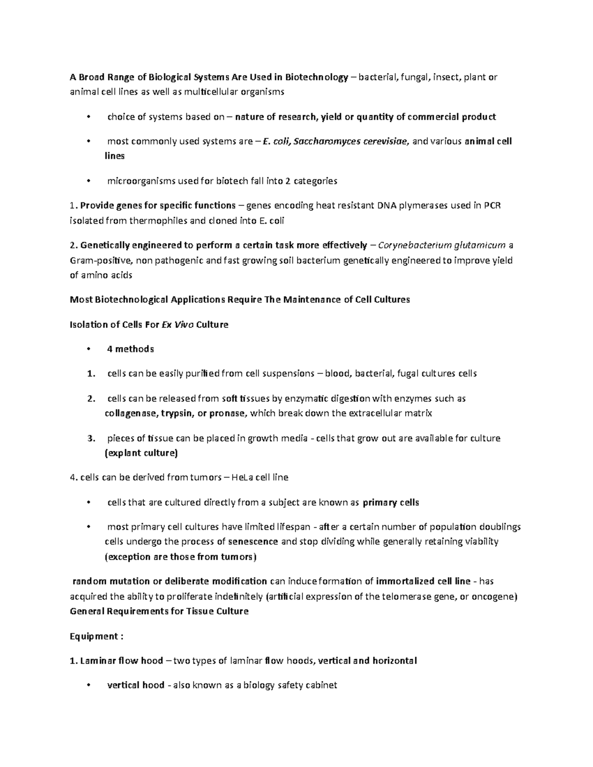 Molecular Biotech Biological Systems Notes - A Broad Range of ...