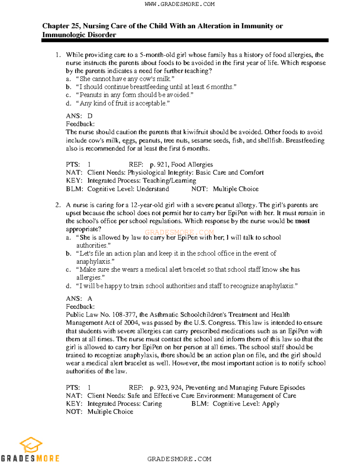 9781975139841-TEST-BANK\ 25 - G R A D E S M O R E. C O M Chapter 25 ...