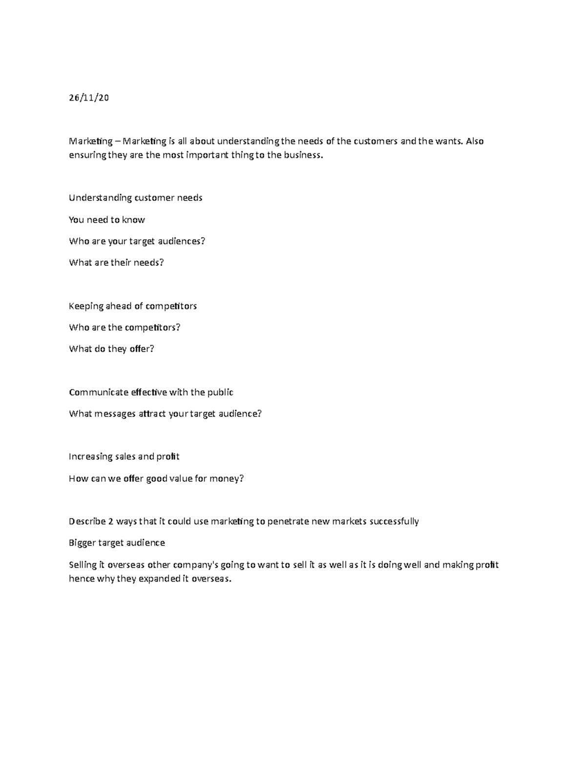 Principles of marketing revision guide 1 notes - 26/11/ Marketing ...