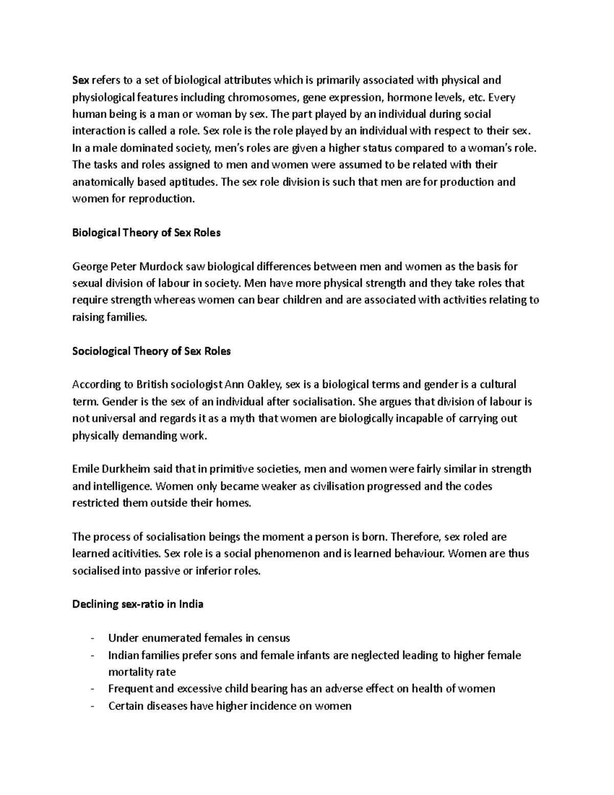 Sex And Gender Sex Refers To A Set Of Biological Attributes Which Is