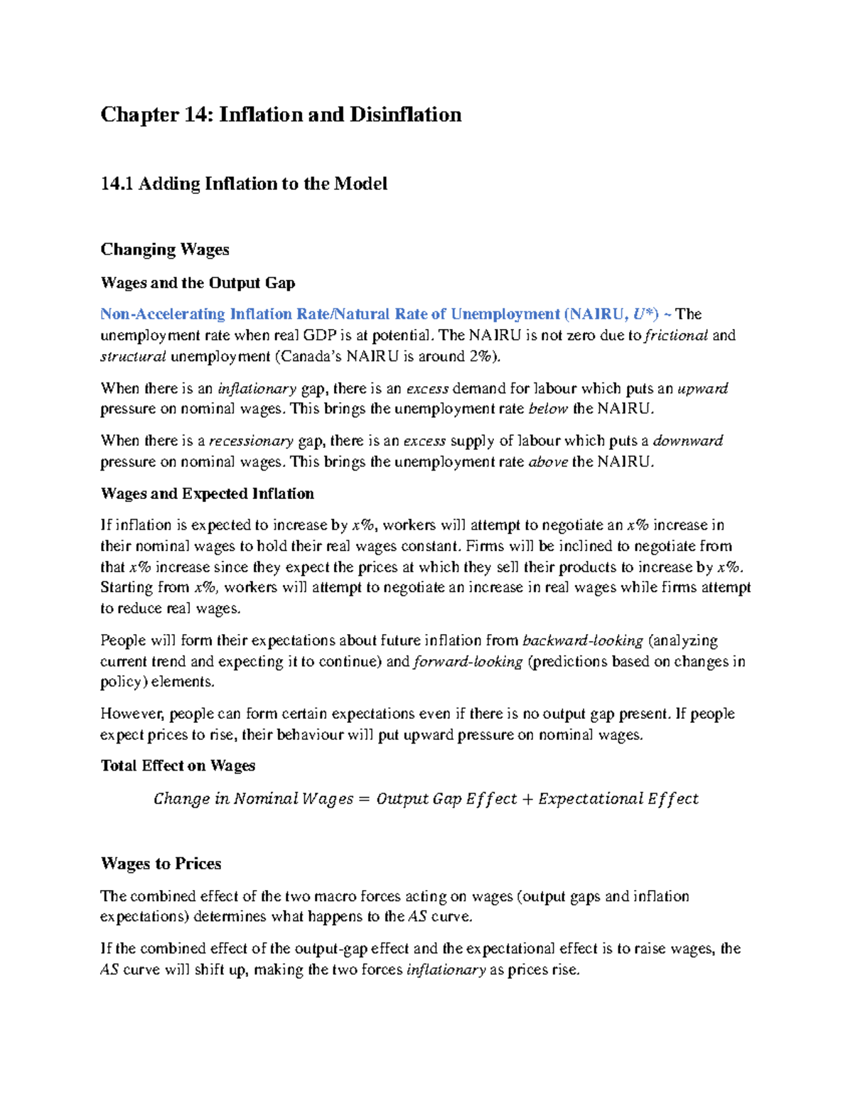 Chapter 14: Inflation and Deflation - Chapter 14: Inflation and ...