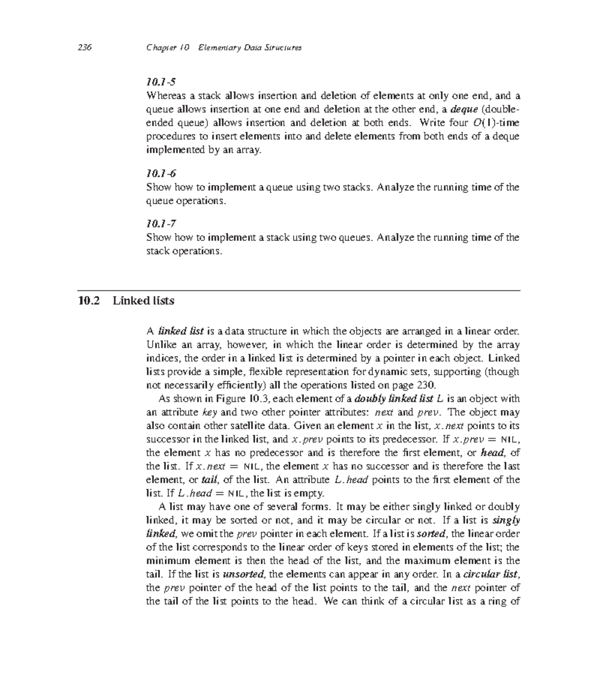 CLRS Linked List - 236 Chapter 10 Elementary Data Structures 10 ...