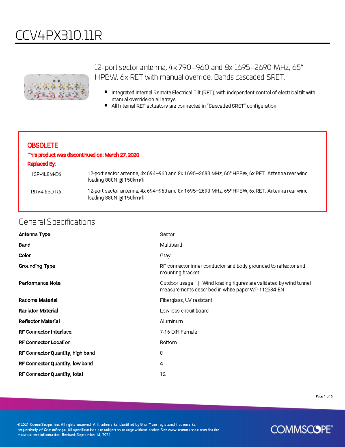 CCV4PX310.11R Product specifications - ©2021 CommScope, Inc. All rights ...
