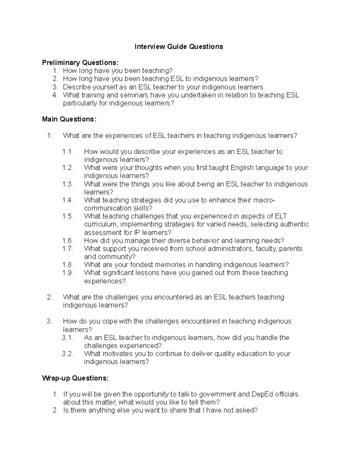 Interview-guide - Guide - Interview Guide Questions Preliminary ...