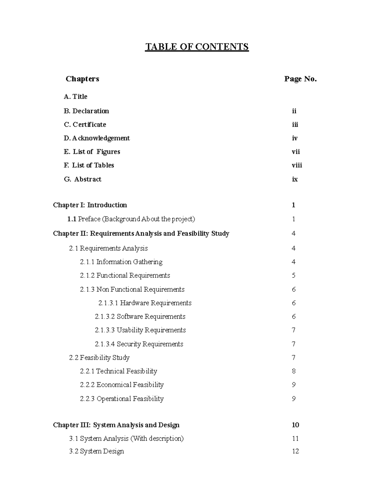 Internship - intership - TABLE OF CONTENTS Chapters Page No. A. Title B ...