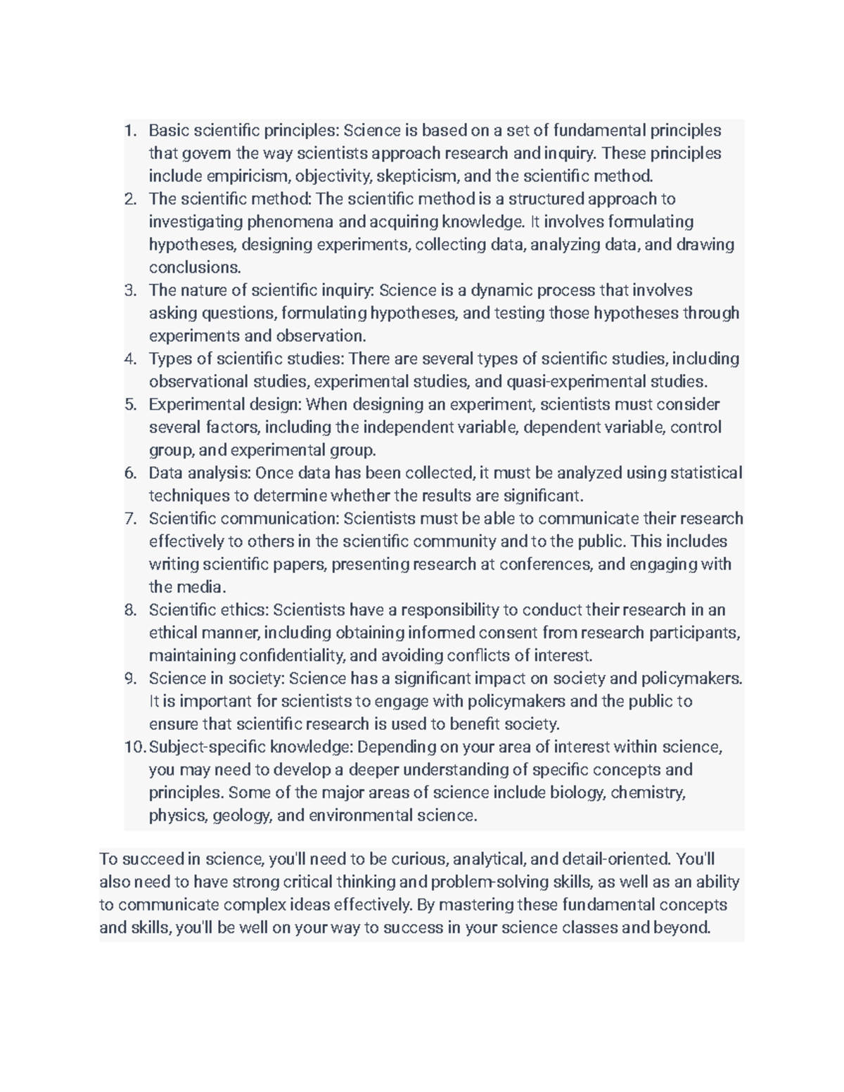 scientific basics class notes - Basic scientific principles: Science is ...