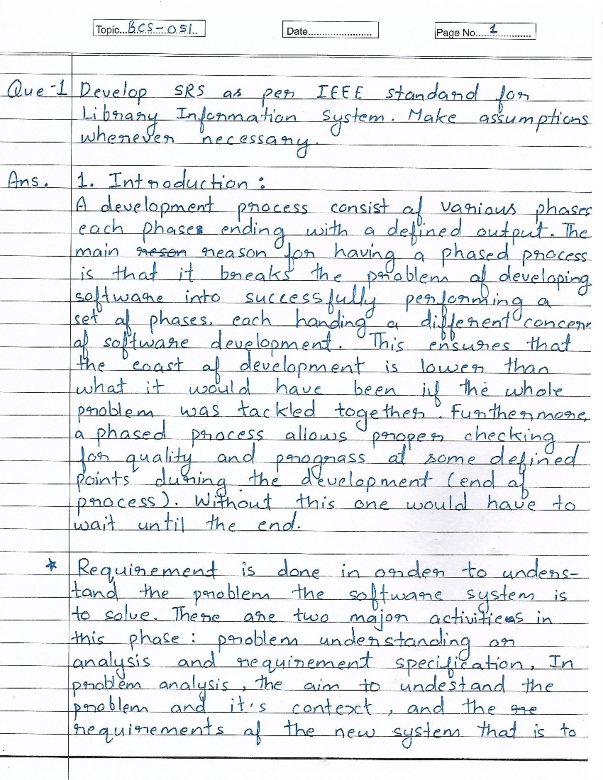 BCS-051 - Hand Wirtten Assignments - Bachelor of computer application ...