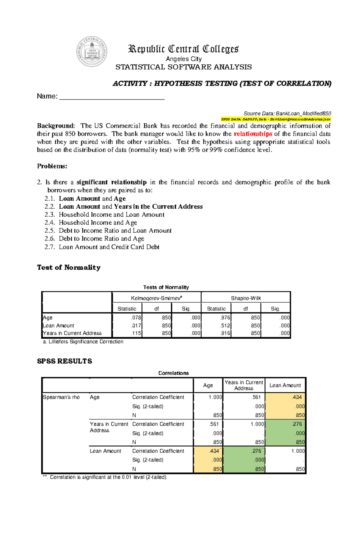 Module 6 - Sample Test of Correlation and Presentation ( Sasoft ...