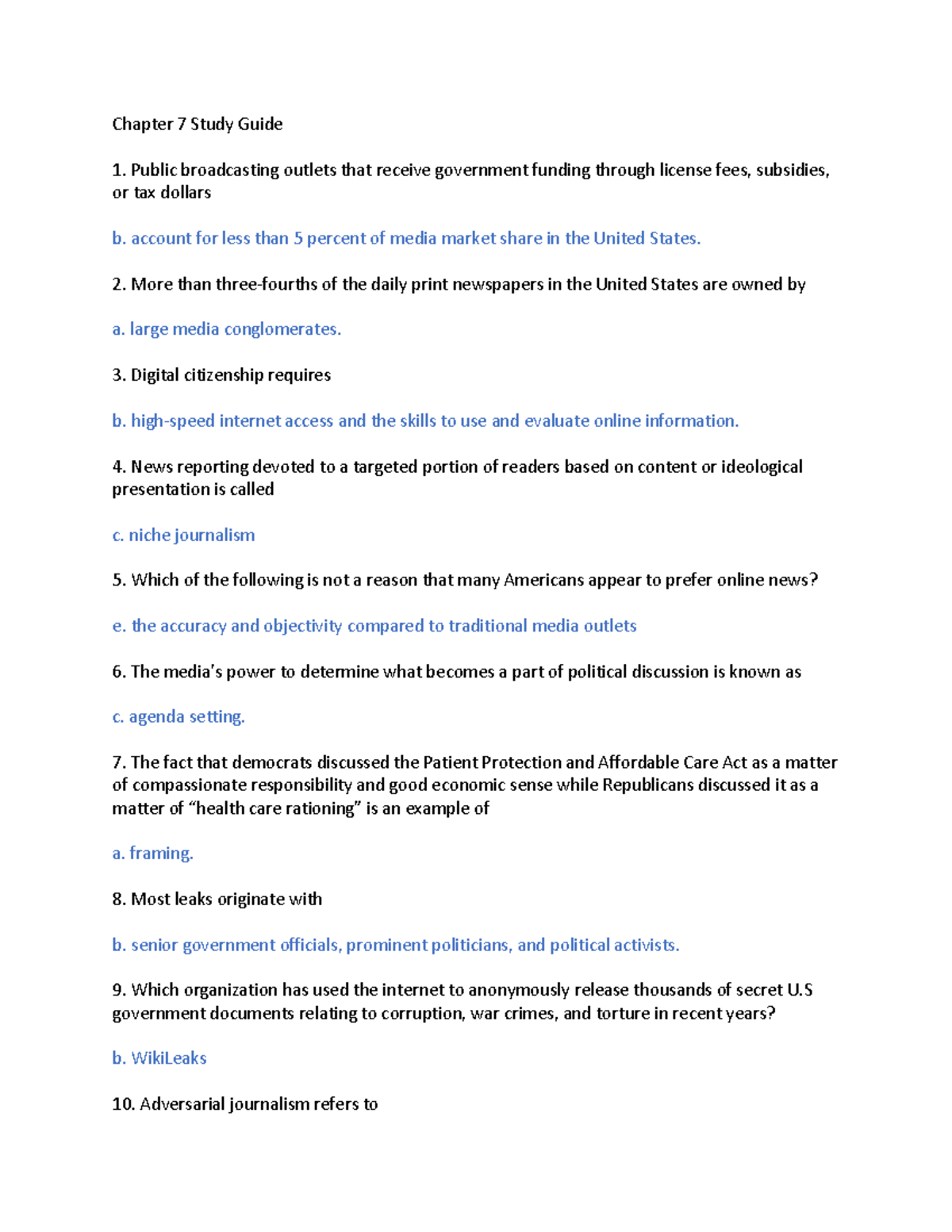 Chapter 7 Study Guide - notes - Chapter 7 Study Guide Public ...