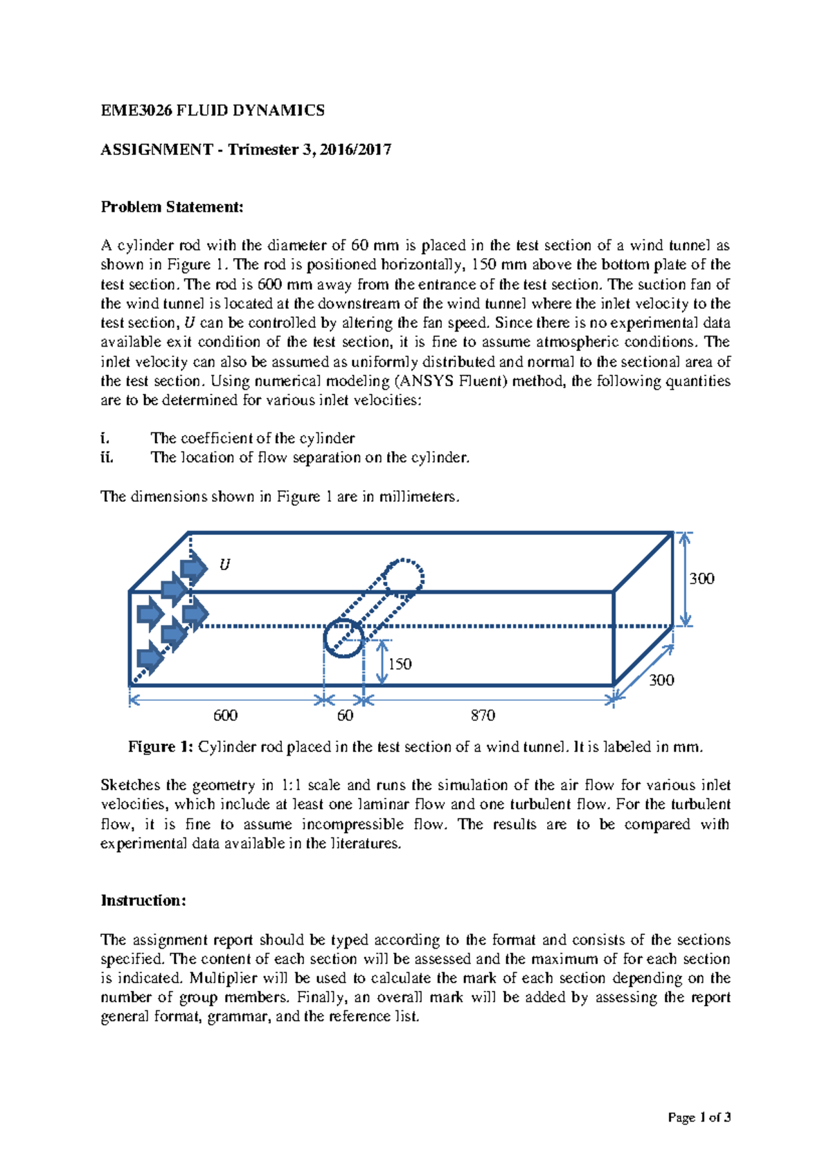 140367 EME3026 Assignment Que 1617-T3 - EME3026 FLUID DYNAMICS ...