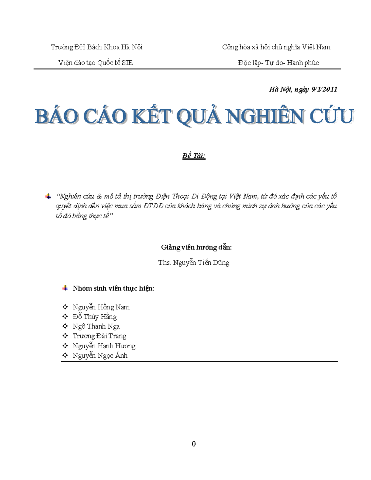 Consumer behavior in Vietnamese mobile market - Trường ĐH Bách Khoa Hà ...