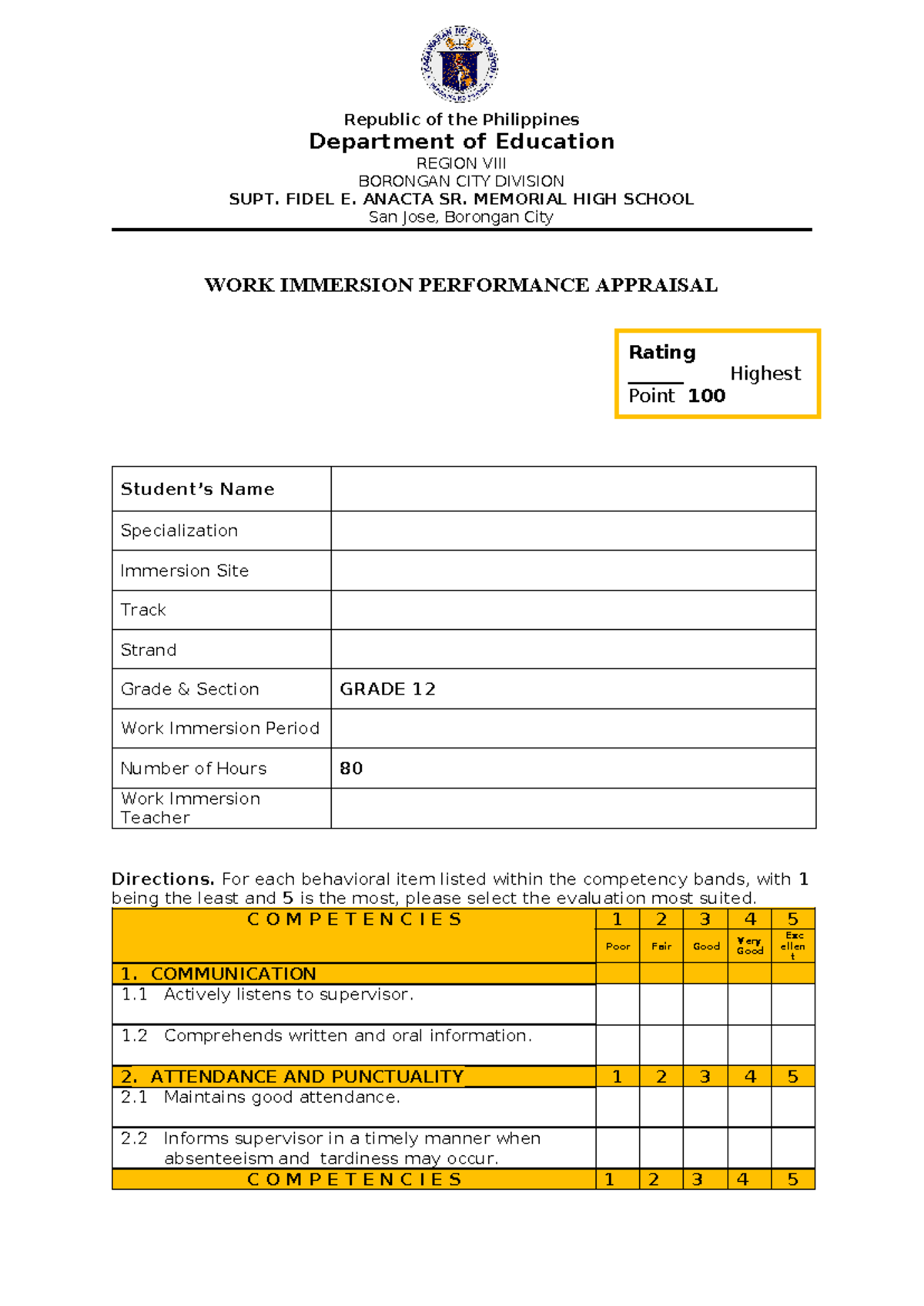 Performance-Appraisal-Copy - Republic of the Philippines Department of ...