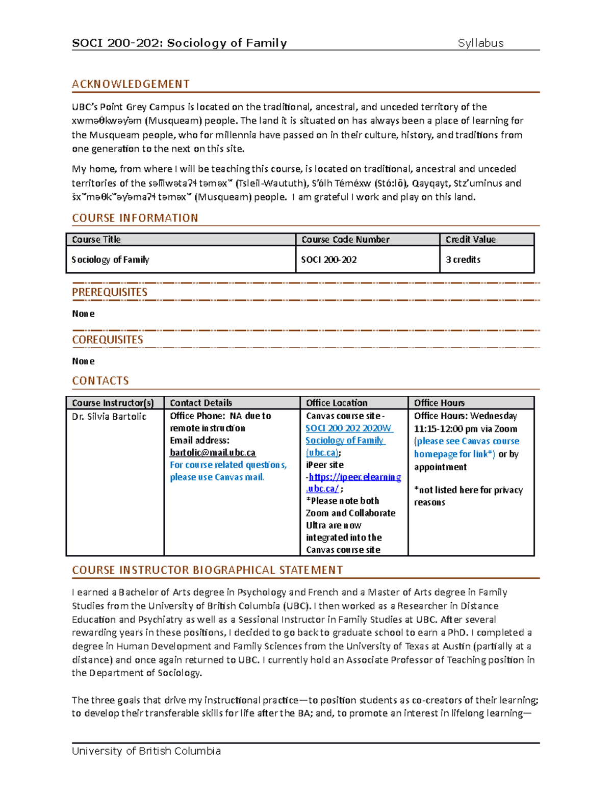 SOCI 200 W2020 2021 syllabus - ACKNOWLEDGEMENT UBC’s Point Grey Campus ...