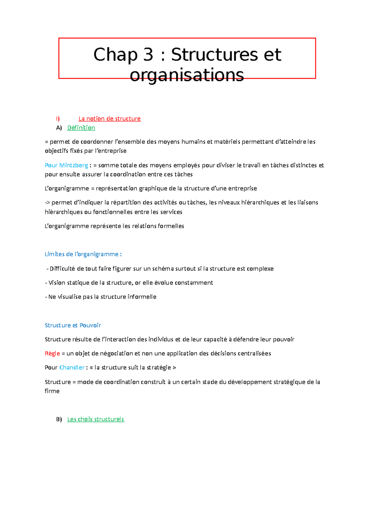 Chap 3_management - Chap 3 : Structures et organisations I) La notion ...