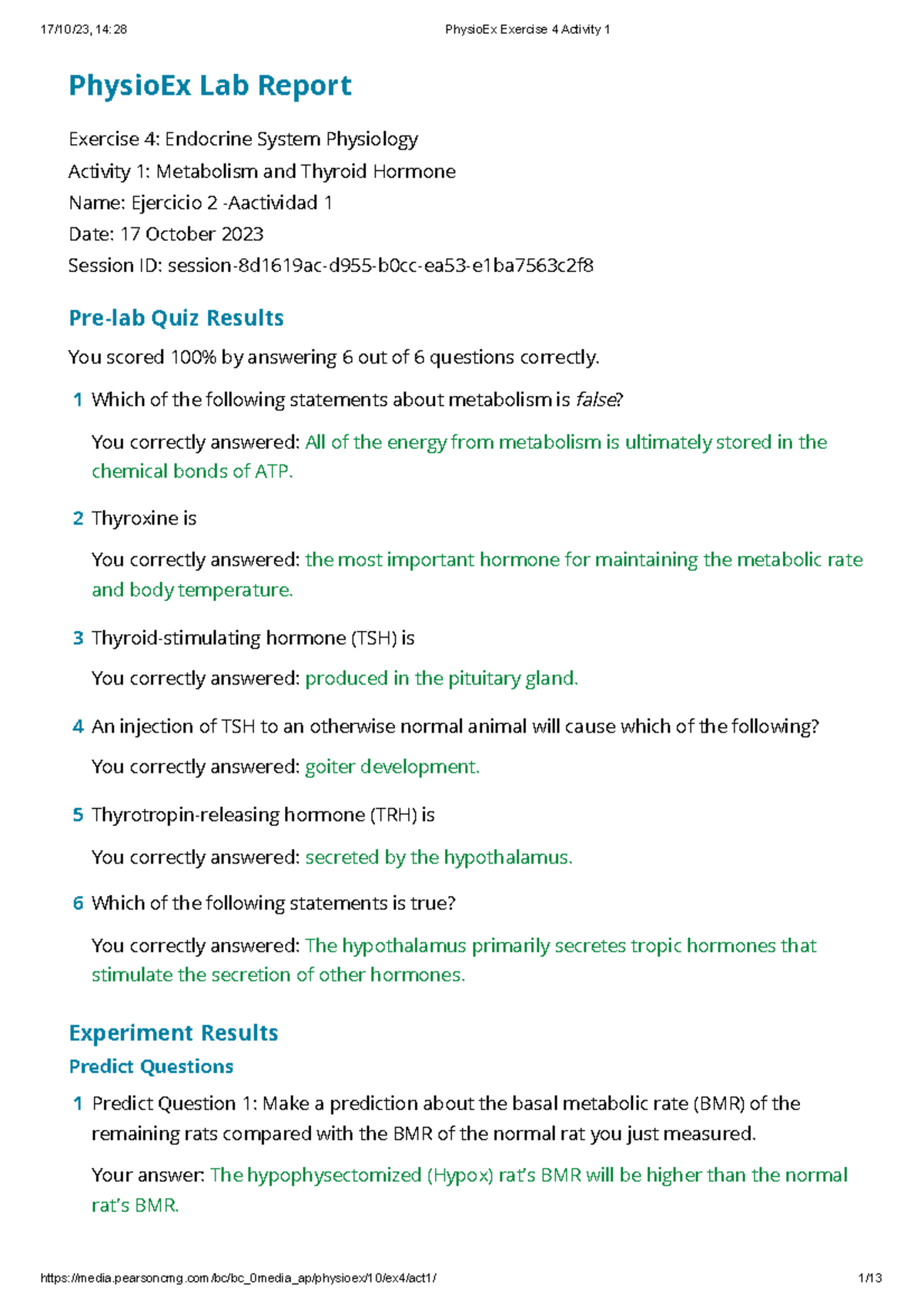 Physio ex exercise 2 activity 1 - PhysioEx Lab Report Exercise 4 ...