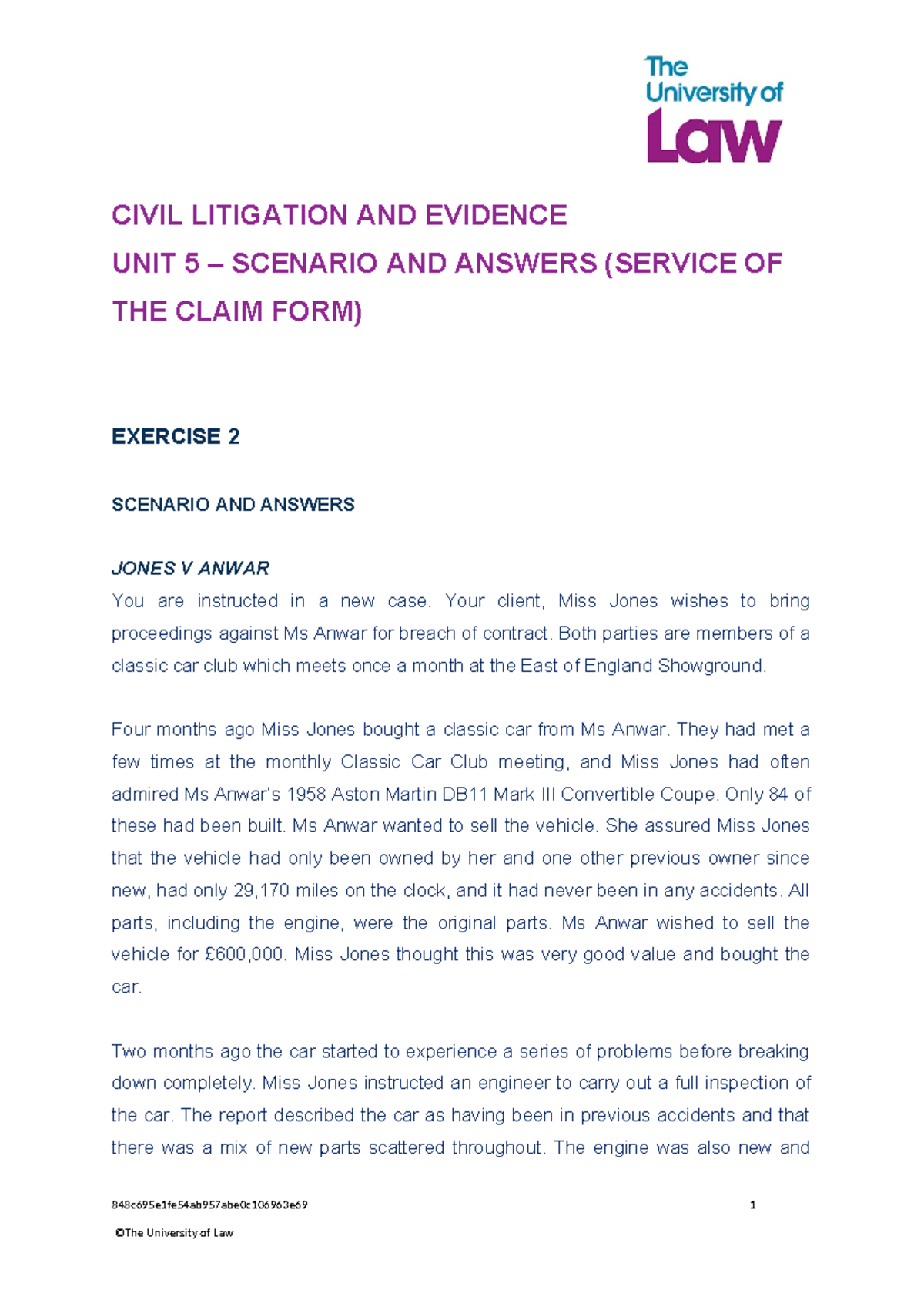 consolidate exercise answer for unit 5 - CIVIL LITIGATION AND EVIDENCE ...