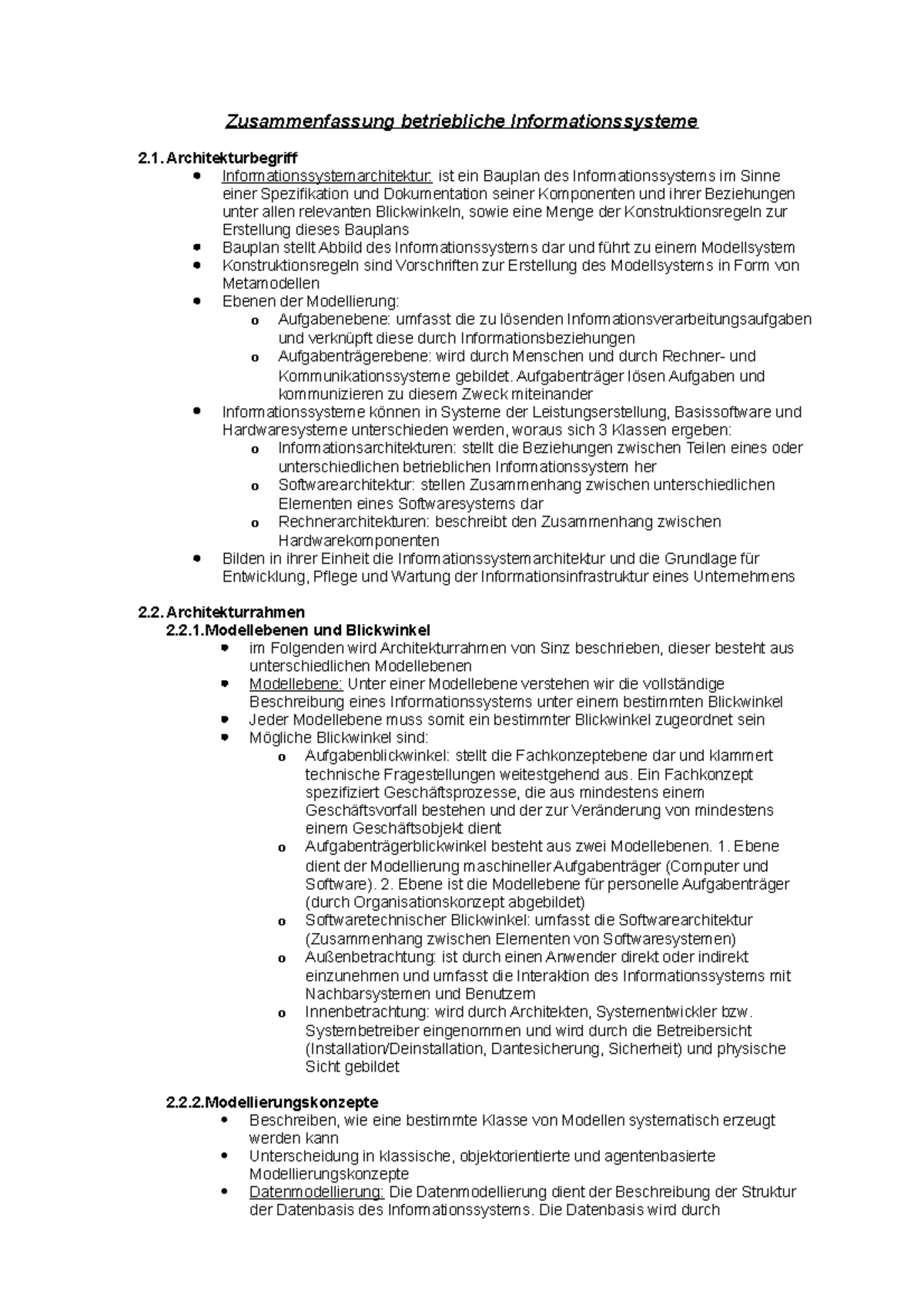 Zusammenfassung betriebliche Informationssysteme KE 2 - FernUni - Studocu