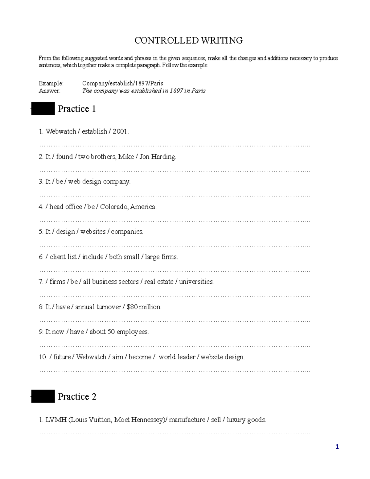 1 Controlled Writing - bộ tài liệu - CONTROLLED WRITING From the ...