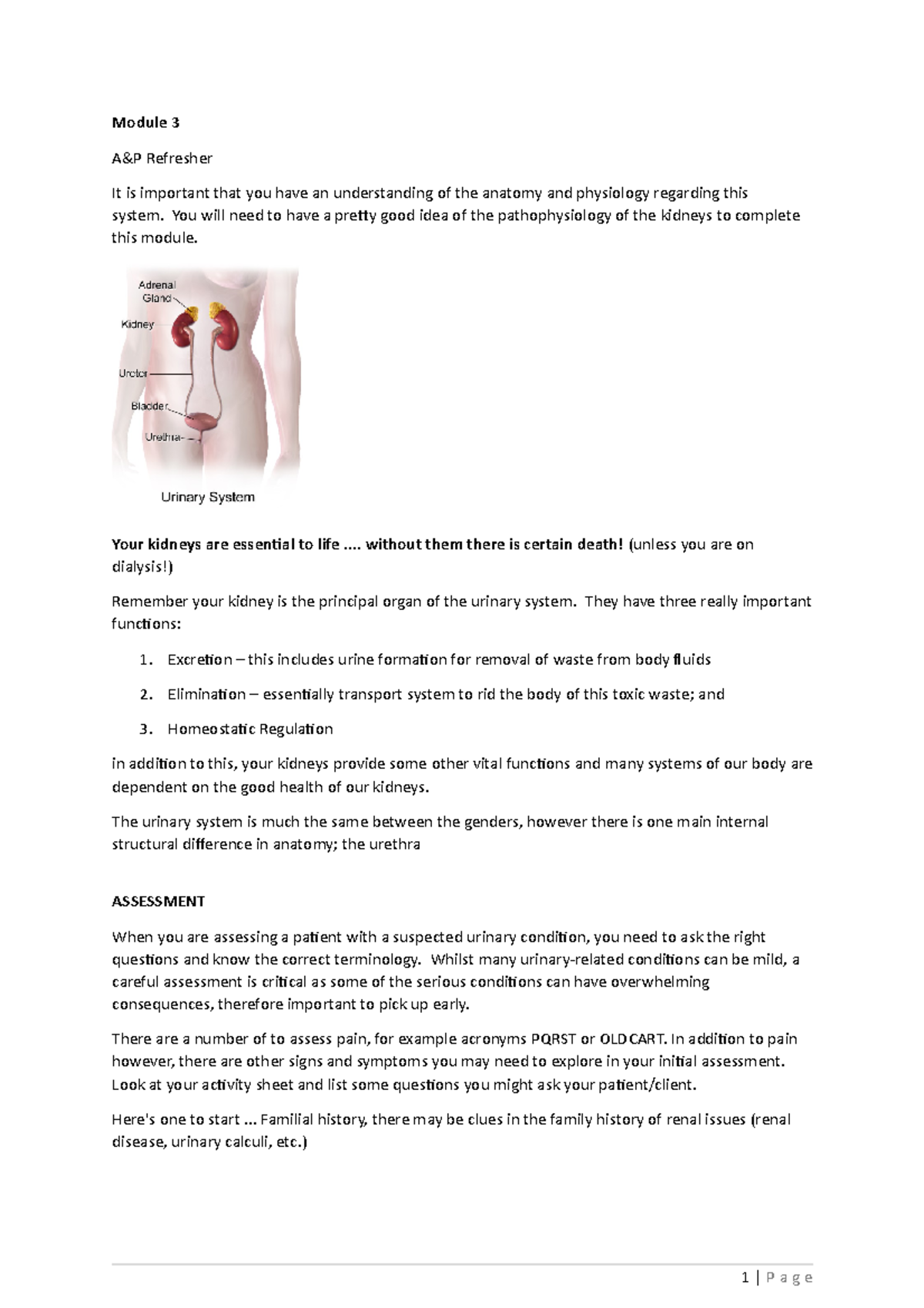 Notes module 3 pharmacology - Module 3 A&P Refresher It is important ...