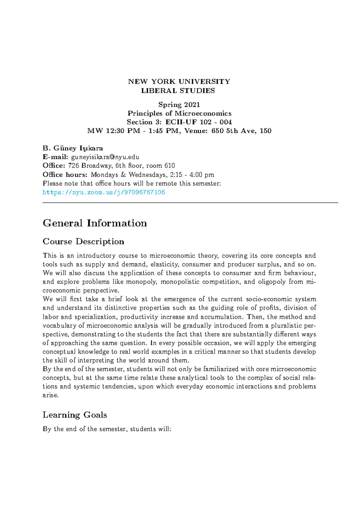 Syllabus, Micro 004 - Andrew Paizis - NEW YORK UNIVERSITY LIBERAL ...
