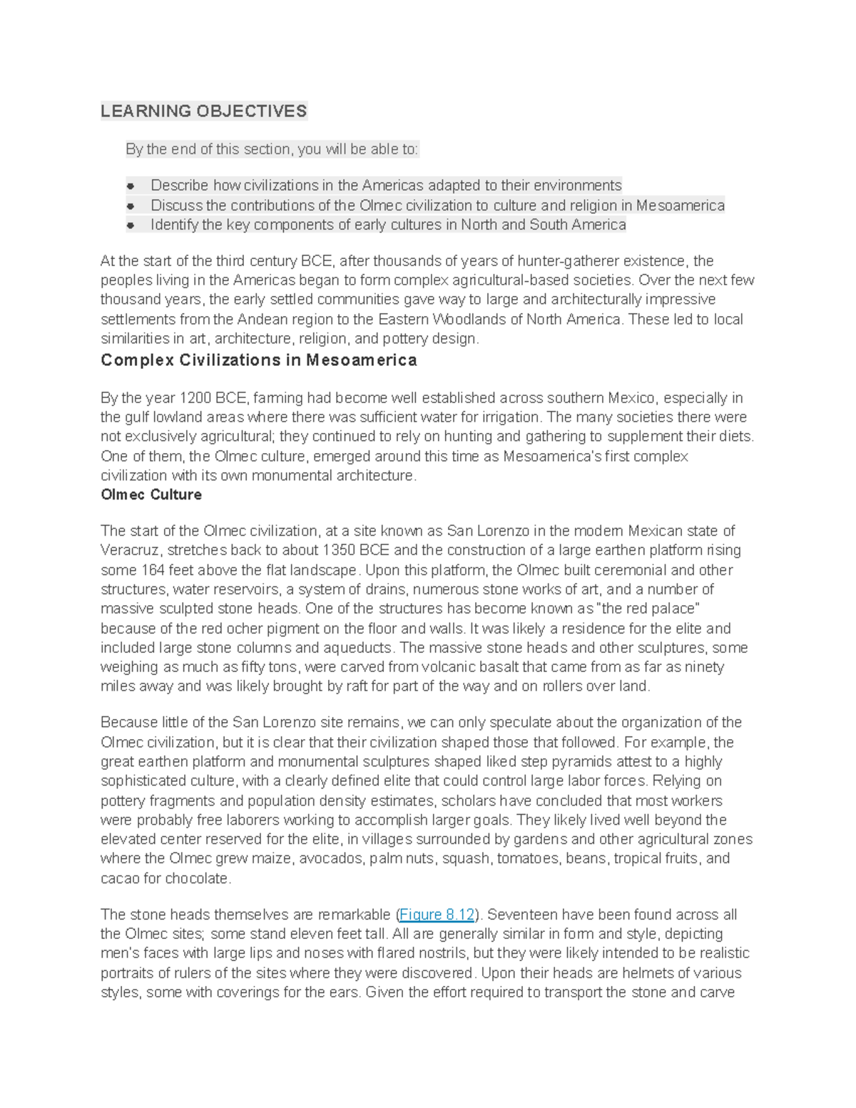 Early cultures and civilizations in america - LEARNING OBJECTIVES By ...