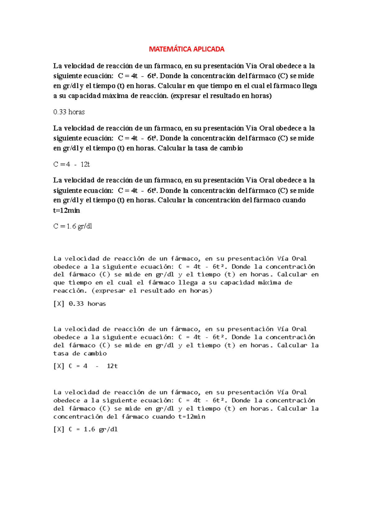 Practico matte - Ejercicio - MATEMÁTICA APLICADA La velocidad de ...