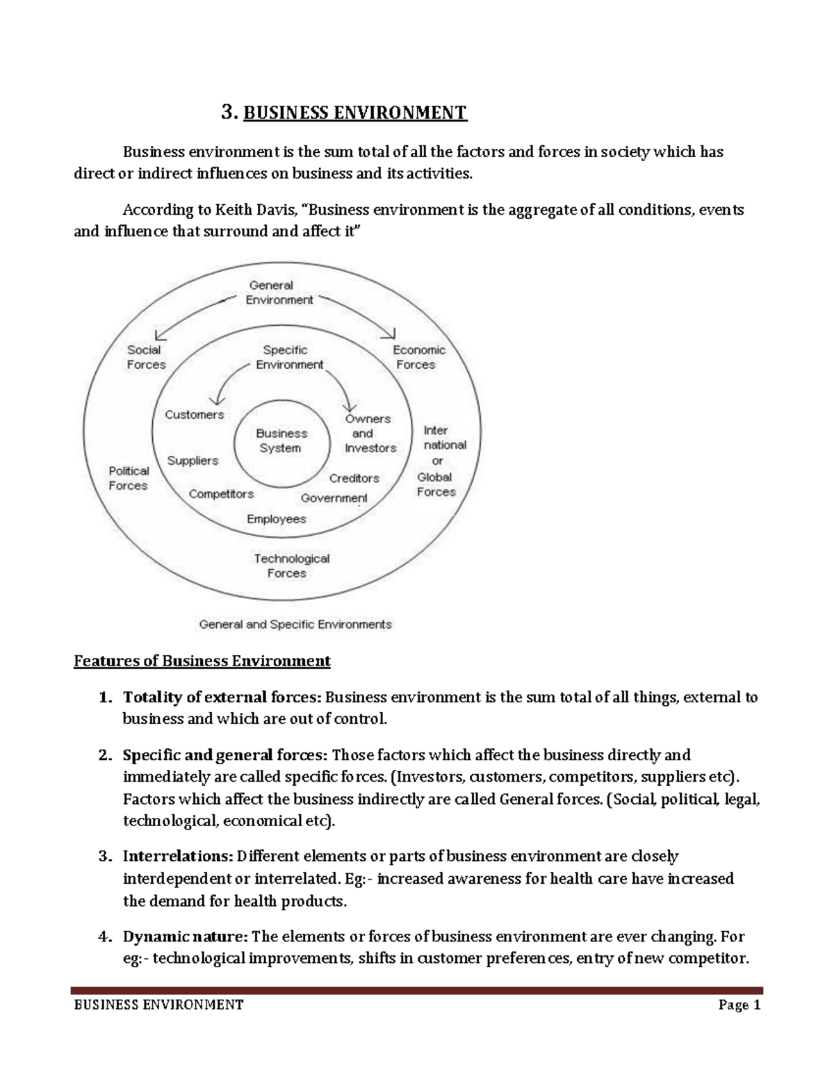 3 Business Environment Notes - 3. BUSINESS ENVIRONMENT Business ...